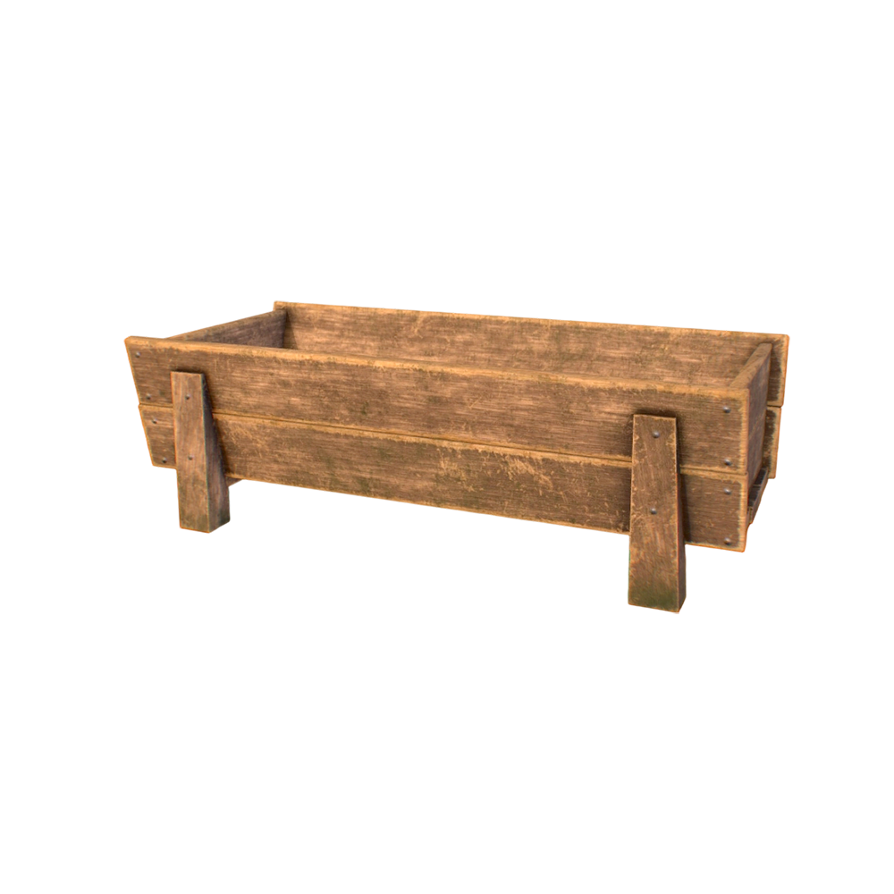 Wooden rectangular planting trough (feeding trough) 3D model download ...